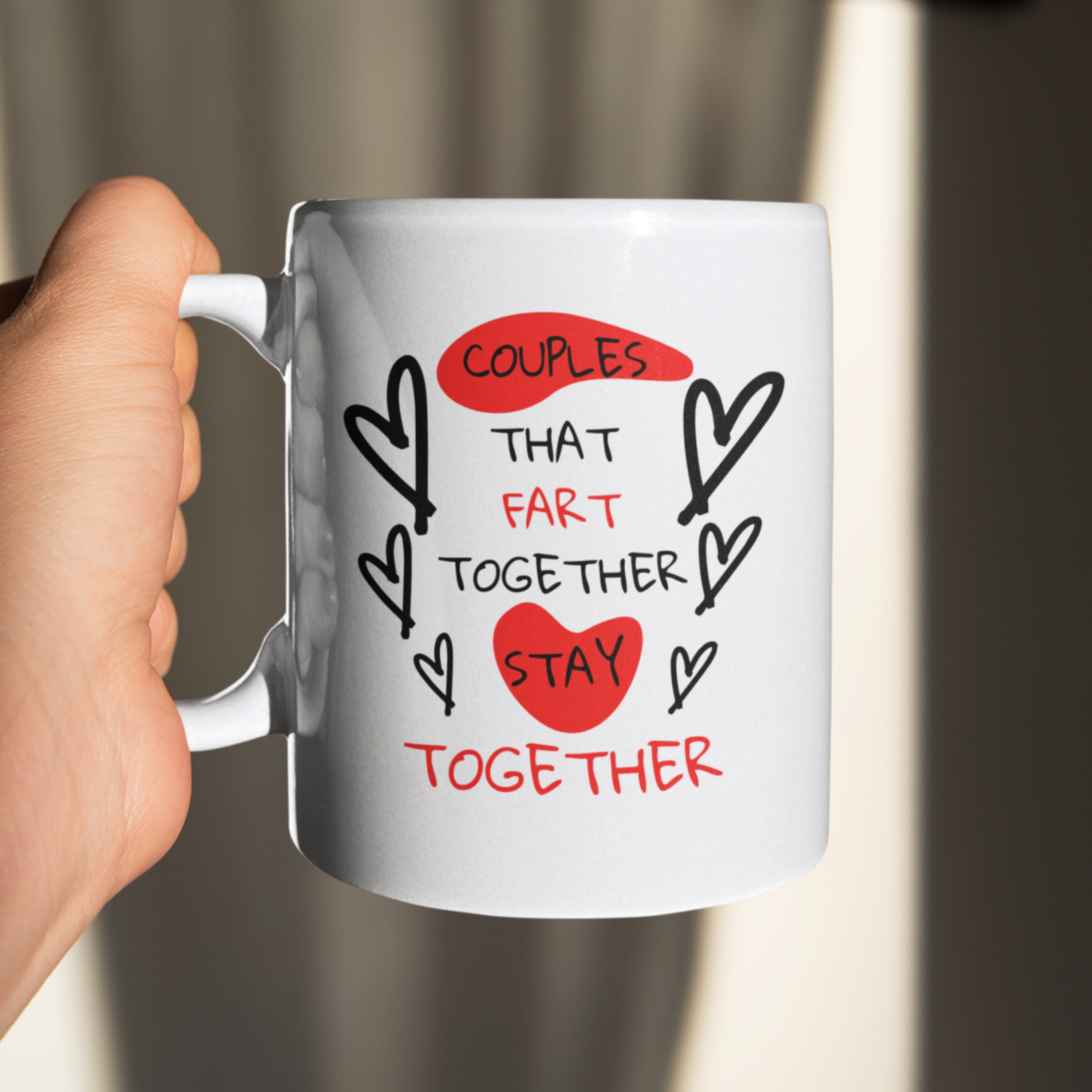 Farting Couple Mug Valentine Gifts for Him or Her Gift for Boyfriend or ...