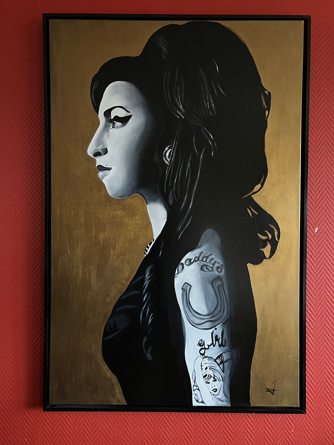 Amy Winehouse - Side Portrait - Original, Signed, Framed Oil Painting ...