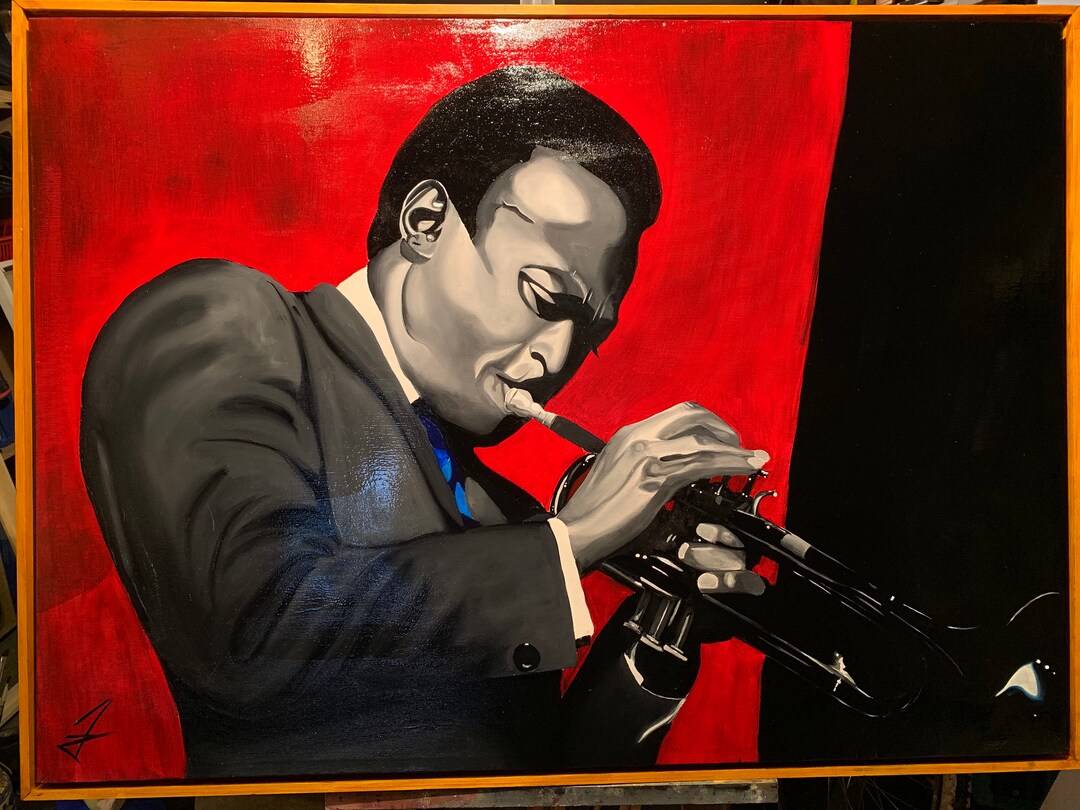 Miles Davis by Tod Ganschow - Original, Signed, Framed Oil Painting on ...