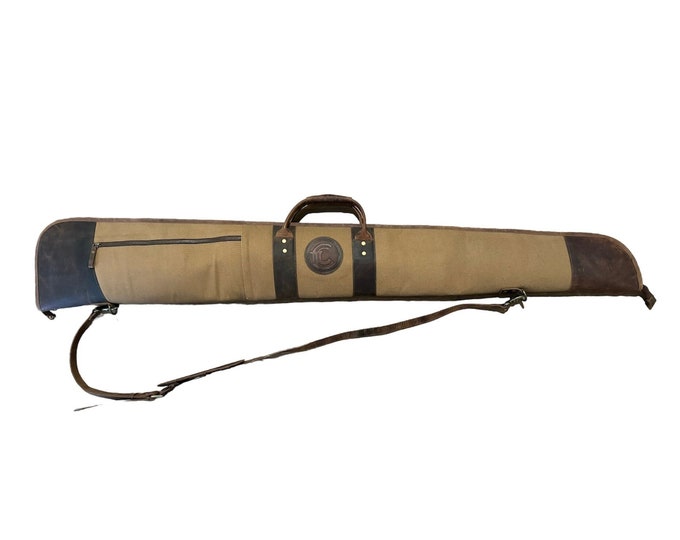 Brown Canvas Leather Shotgun Case - Etsy