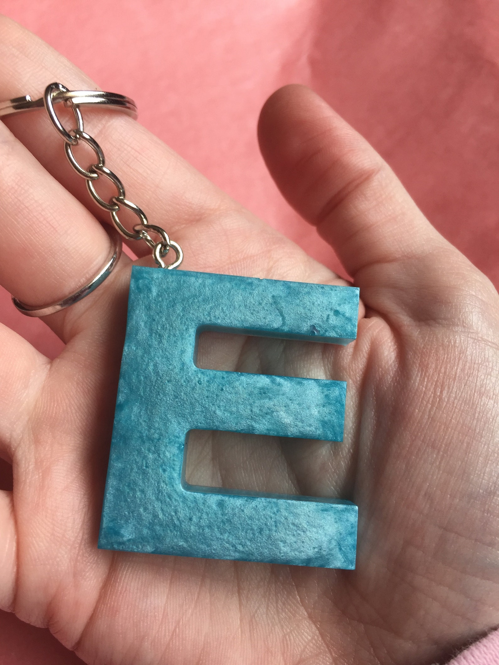 Letter E Keyring E Keyring Blue E Keyring Resin | Etsy
