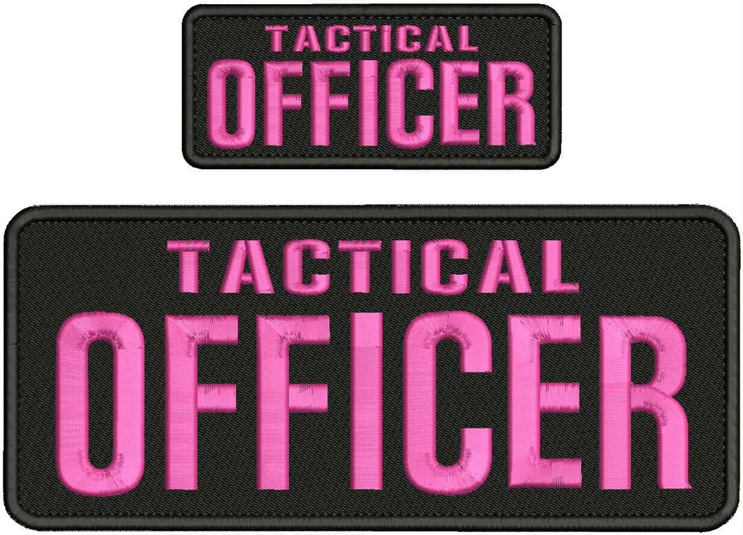 Tactical Officer Embroidery Patches 4x10 and 2x5 Hook on Back Pink ...