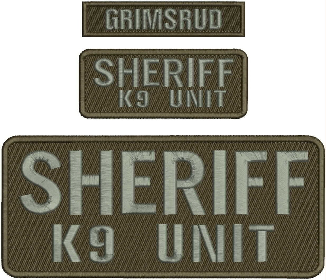 Sheriff K9 Unit Embroidery Patches 4x10 and 2x5 Hook on Back Gray on ...