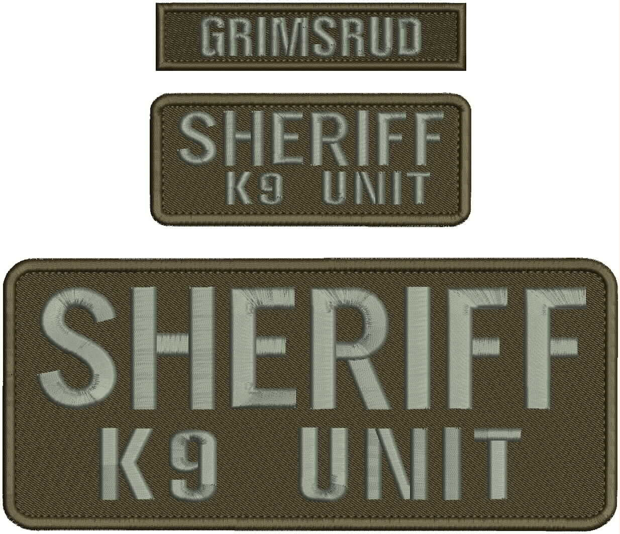 Sheriff K9 Unit Embroidery Patches 4x10 and 2x5 Hook on Back Gray on ...