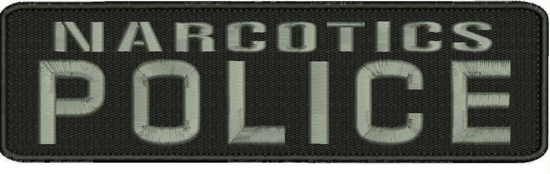 Narcotics Police Embroidery Patches 3x11 Hook on Back Grey Letters ...