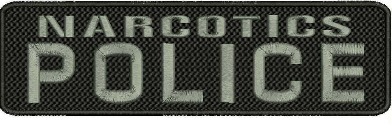 Narcotics Police Embroidery Patches 3x11 Hook on Back Grey Letters ...