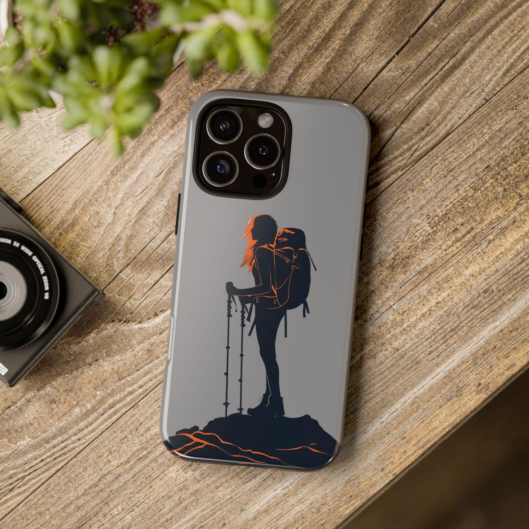 Adventurous Hiker Silhouette Phone Case | Perfect for iPhone 16, 15 Pro ...