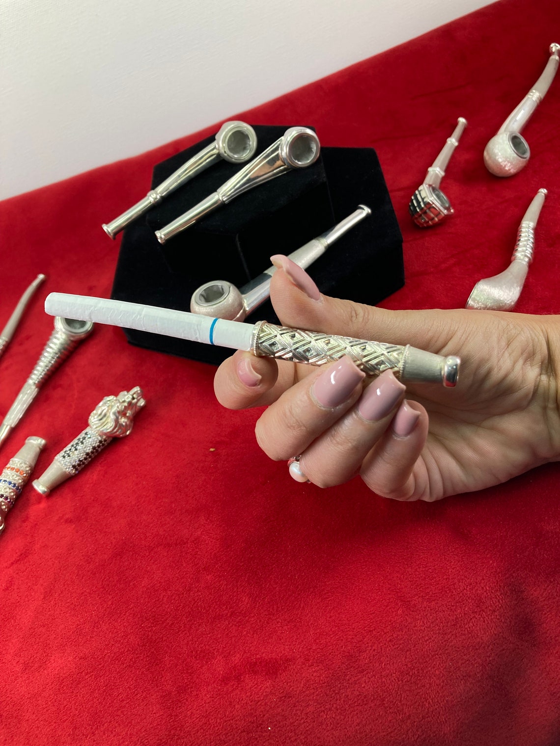 Metal Silver Fancy Smoking Pipe Silver Pipe | Etsy