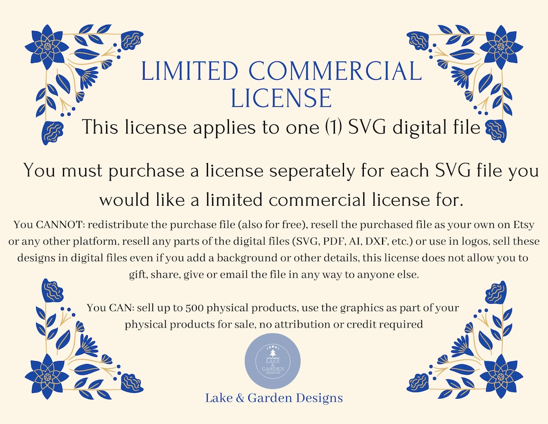 Limited Commercial License - Etsy