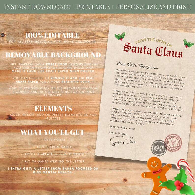 Official Letter From Santa+ Nice List Certificate, Christmas Santa ...