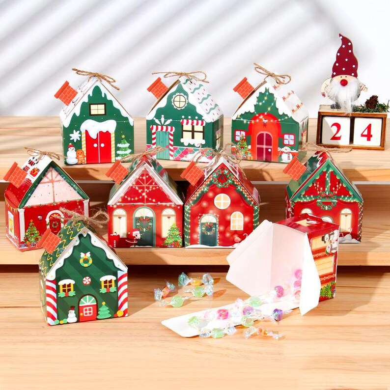 28pcs Christmas House Gift Boxes, Packaging for Xmas, Paper Boxes ...