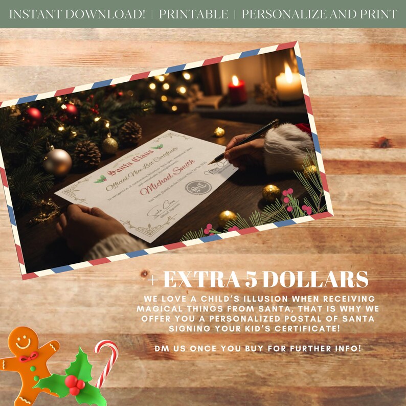 Official Letter From Santa+ Nice List Certificate, Christmas Santa ...