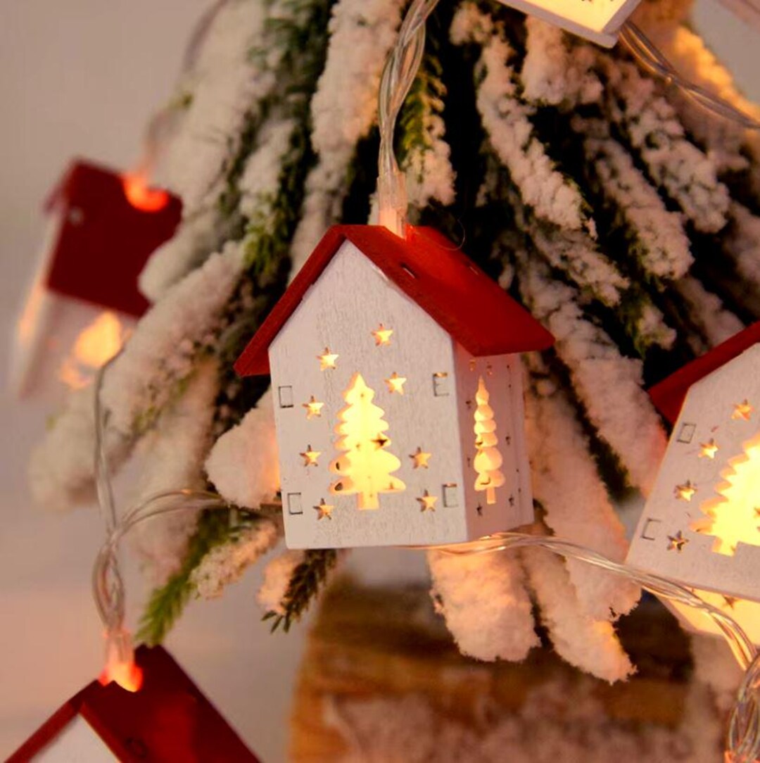 LED Christmas Wooden House North Pole Christmas Lights, Magical Night ...