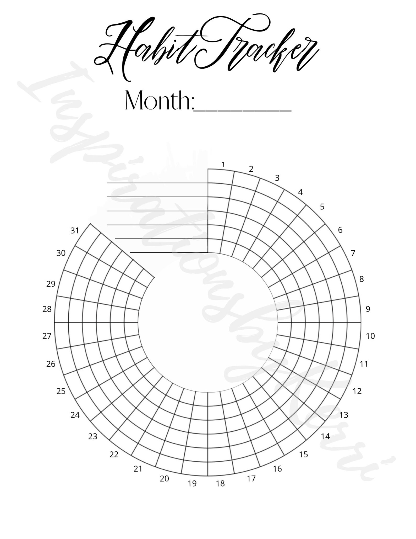 Monthly Circle Habit Tracker Printable for Journal Planner - Etsy