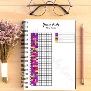 Year in Pixels Mood Tracker Printable for Journal Planner - Etsy