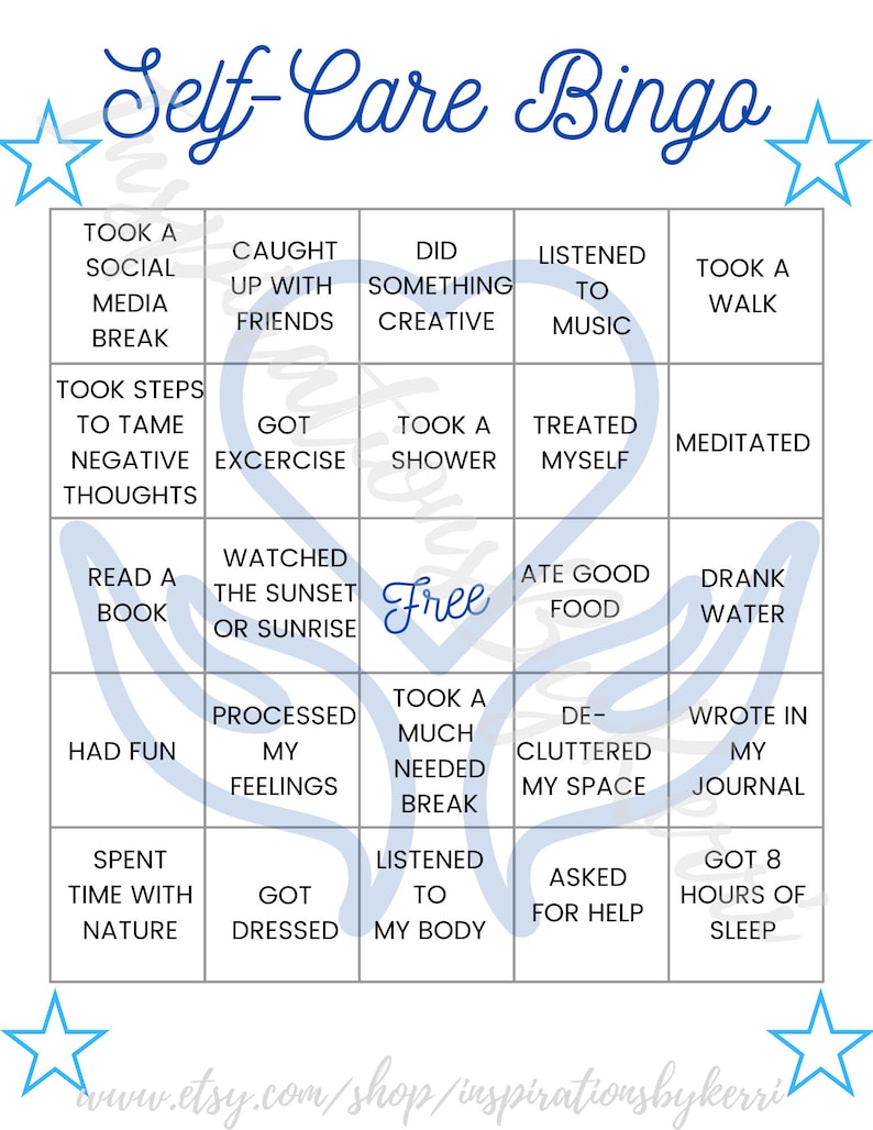 Self Care Bingo Printable Digital Download - Etsy