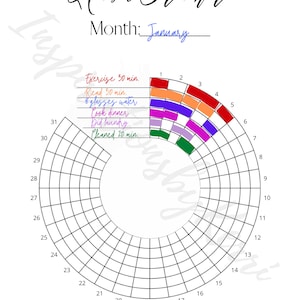 Monthly Circle Habit Tracker Printable for Journal Planner - Etsy