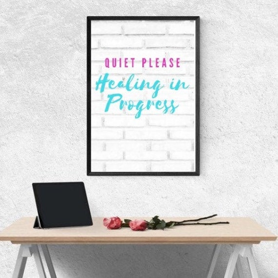 Quiet Please Healing in Progress Printable Wall Art Therapist | Etsy