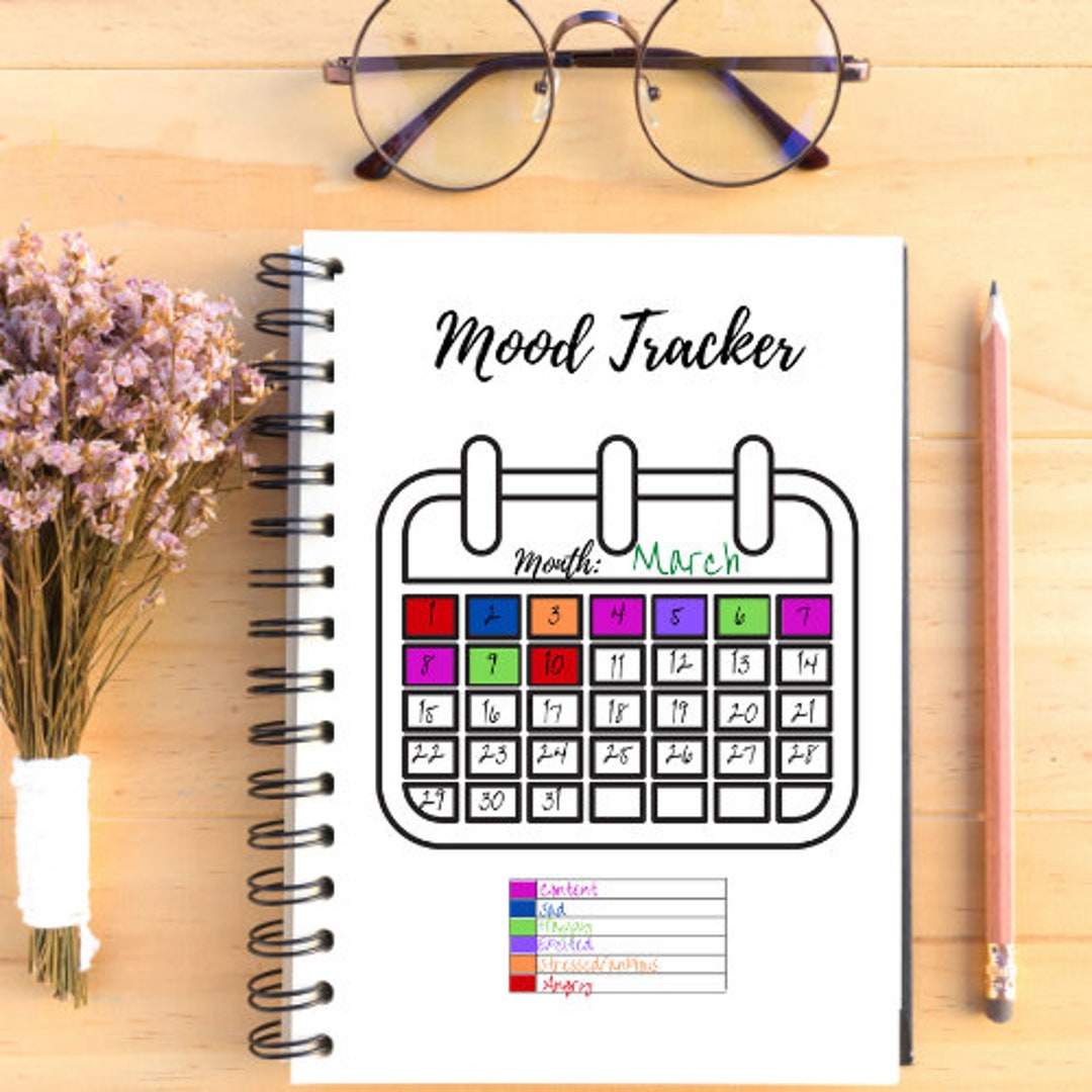 Monthly Mood Tracker Printable for Journal Planner - Etsy