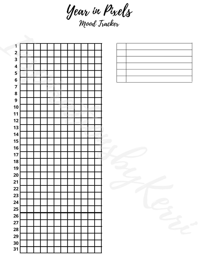 Year in Pixels Mood Tracker Printable for Journal Planner - Etsy