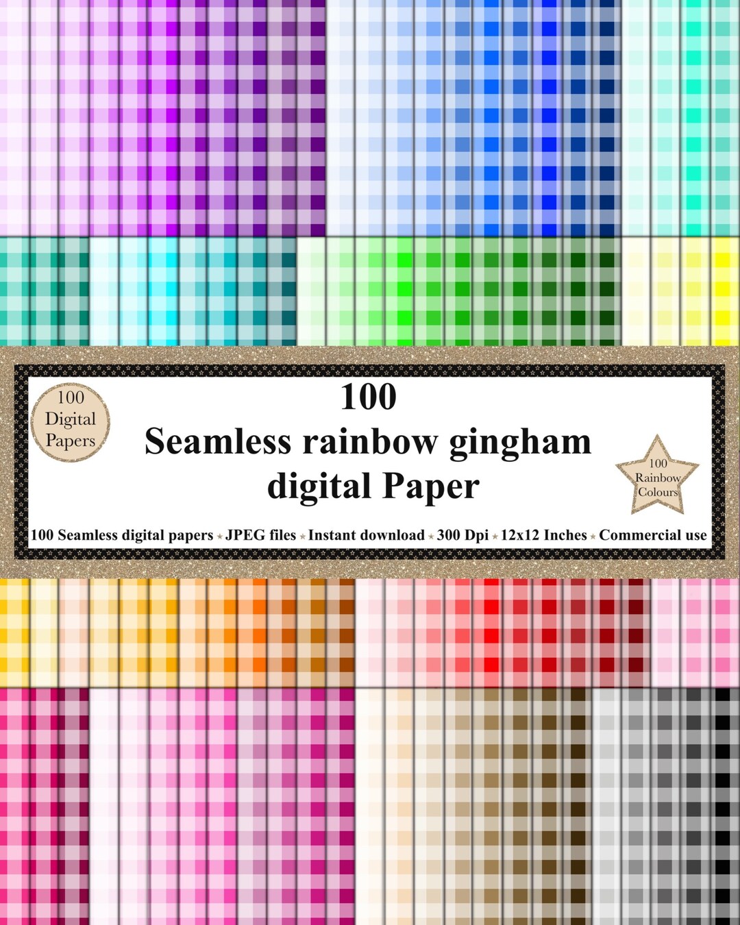 100 Seamless Rainbow Gingham Digital Paper - Etsy