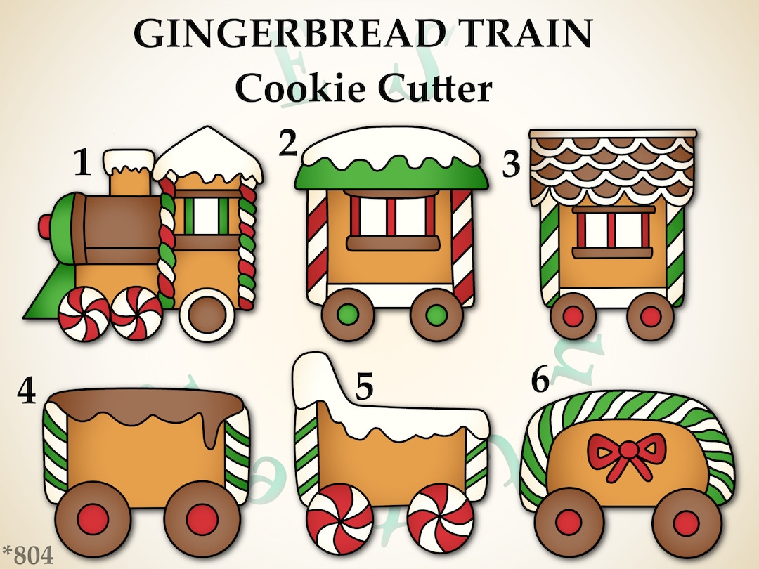 804 Christmas Train With Wagons, Gingerbread Train Cookie Cutter and ...