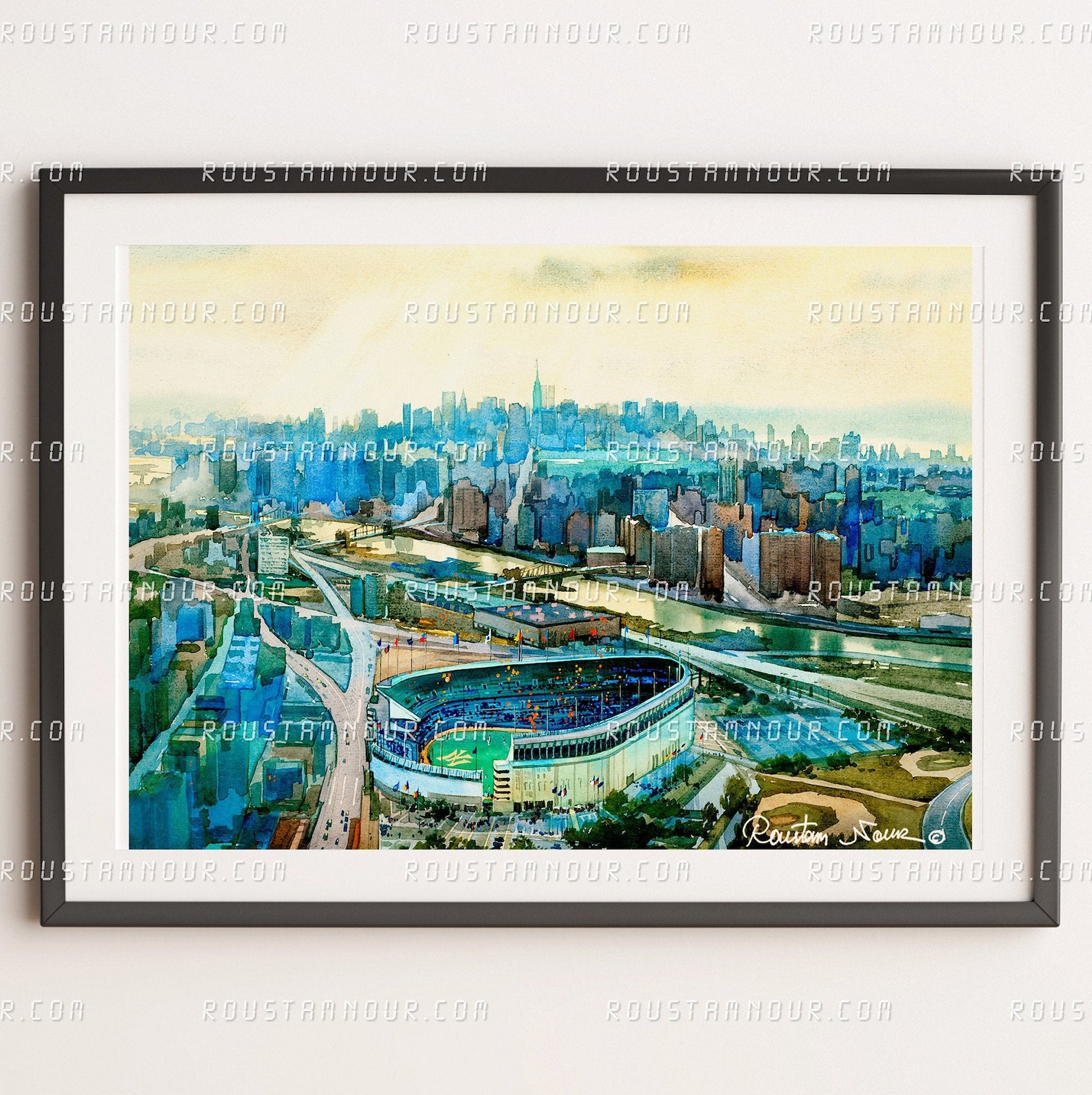 Yankee Stadium. Print From an Original Painting by Roustam Nour ...