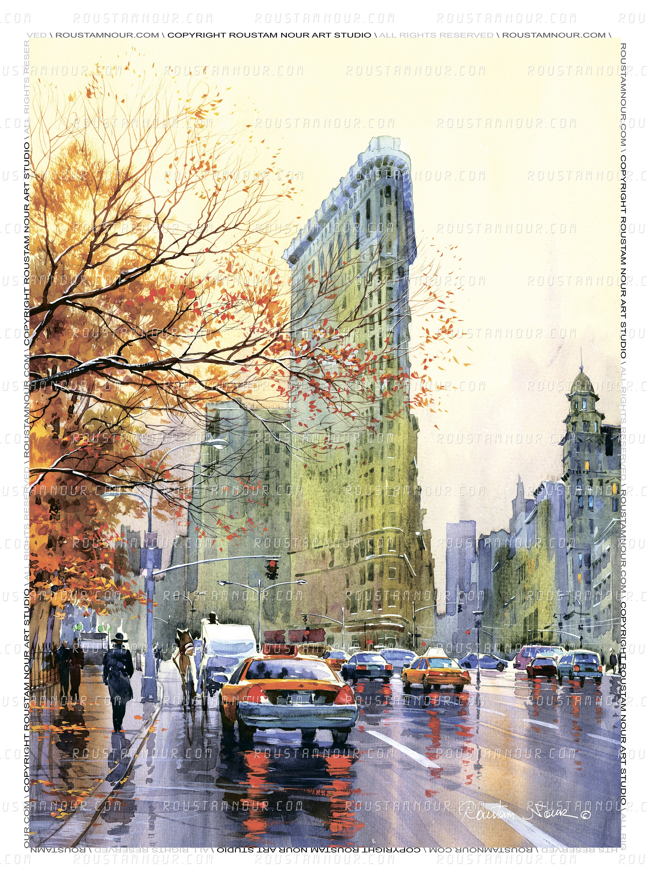 FlatIron New York. Print from an original painting by Roustam | Etsy