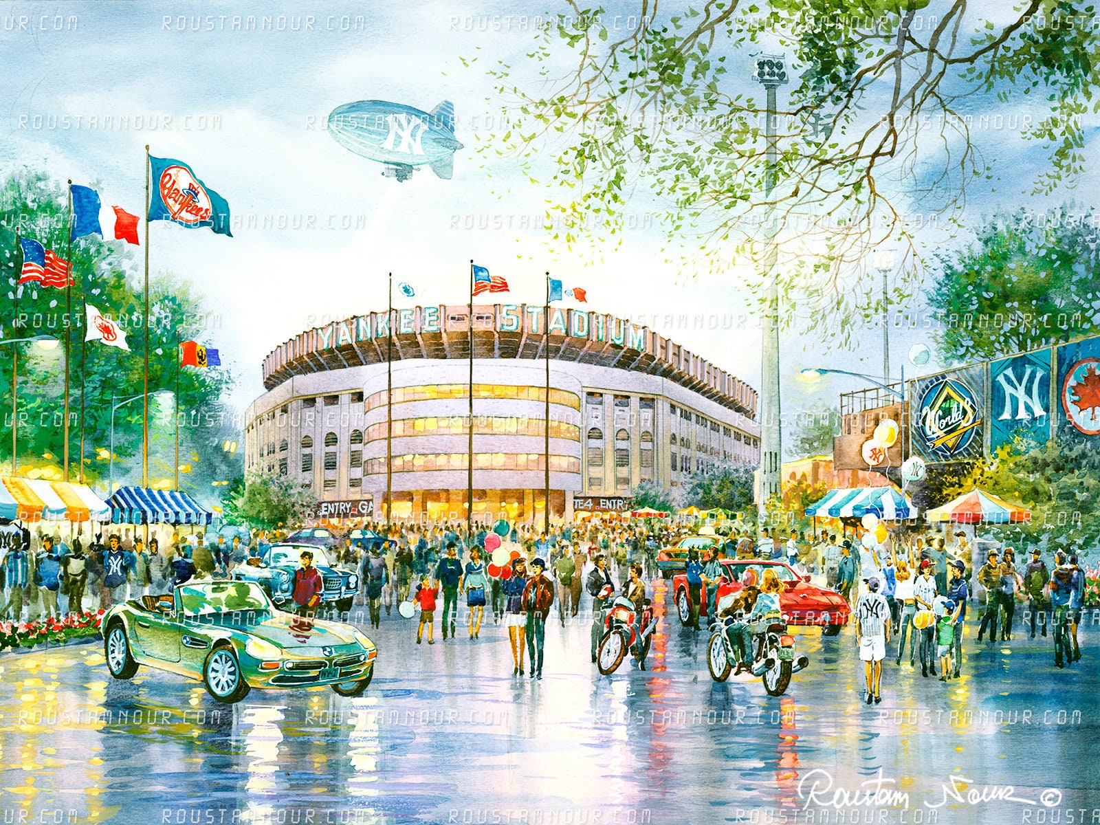 Yankee Stadium. Print From an Original Painting by Roustam Nour ...