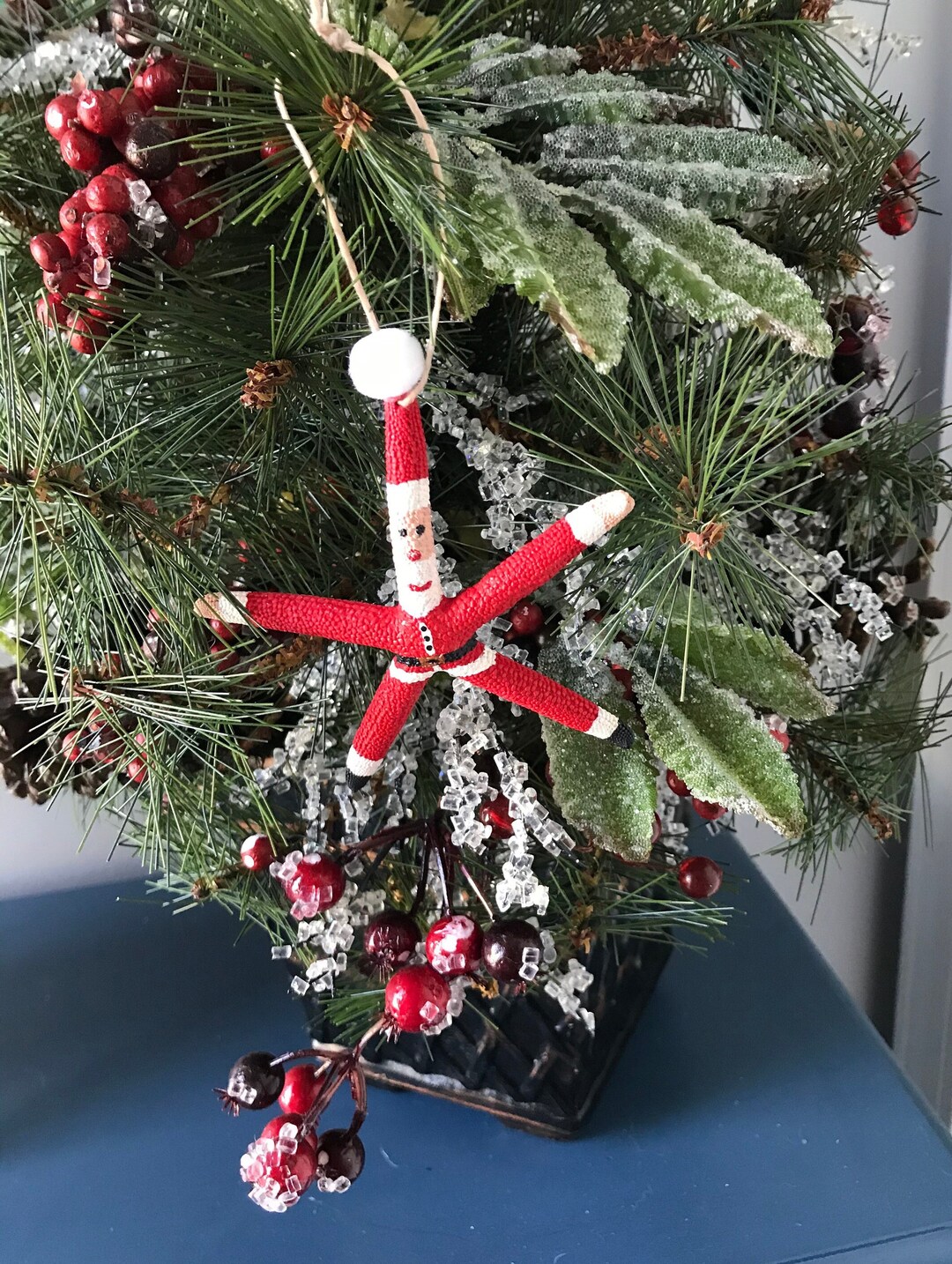 Starfish Santa Ornament, Starfish Santa Ornament, Hand Painted Santa ...