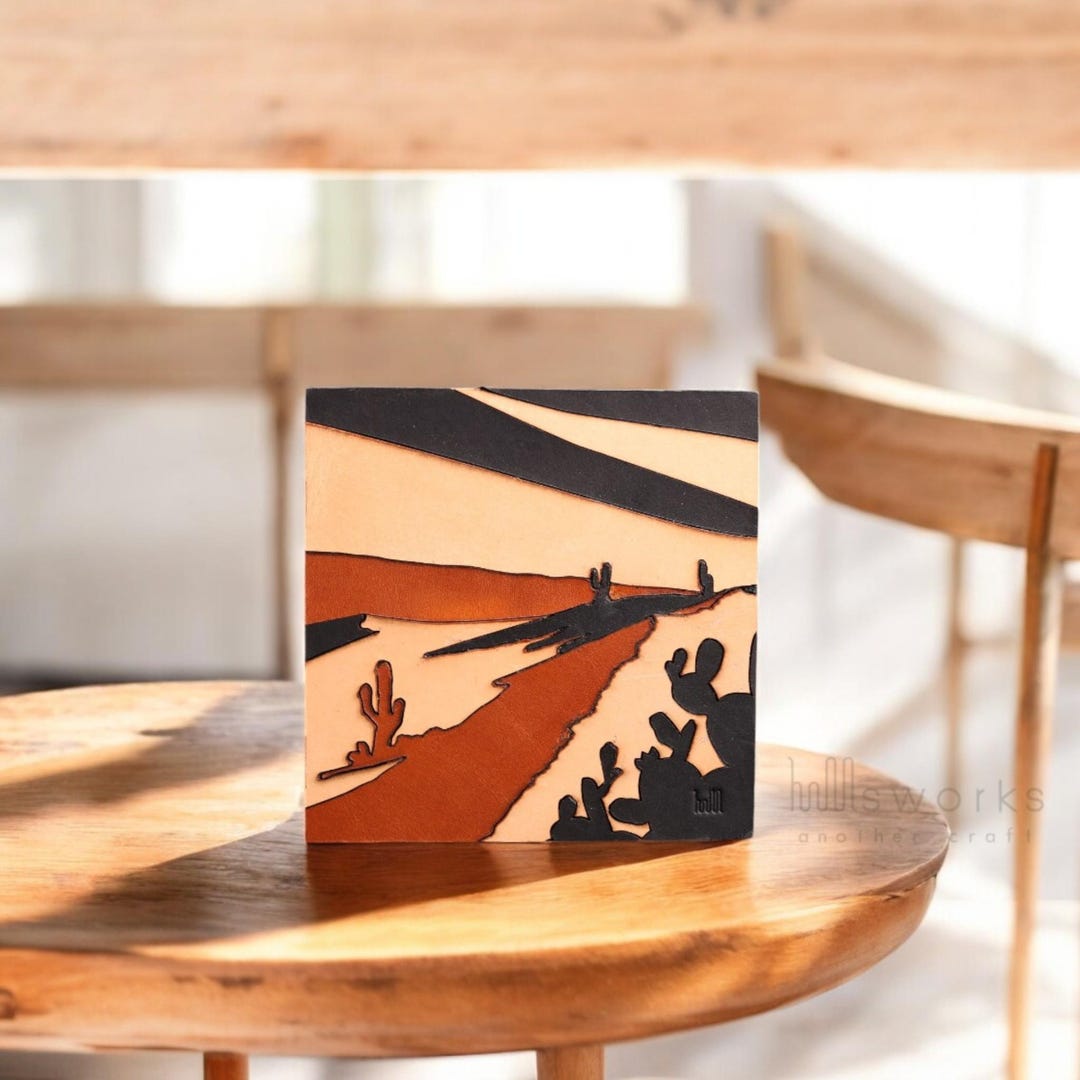 Handcrafted Leather Landscape Wall Art: Desert Decor - Etsy