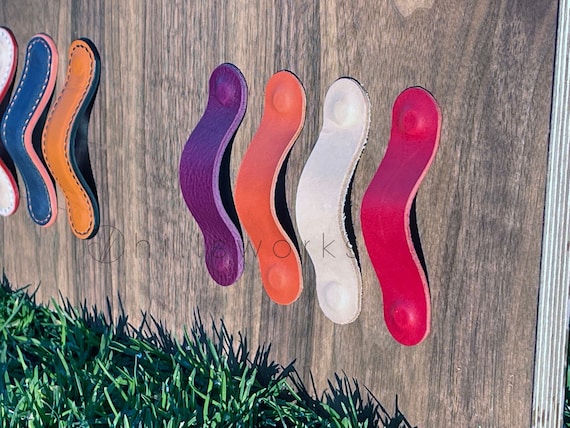 Minimal Leather drawer handles-leather drawer pulls-Leather | Etsy