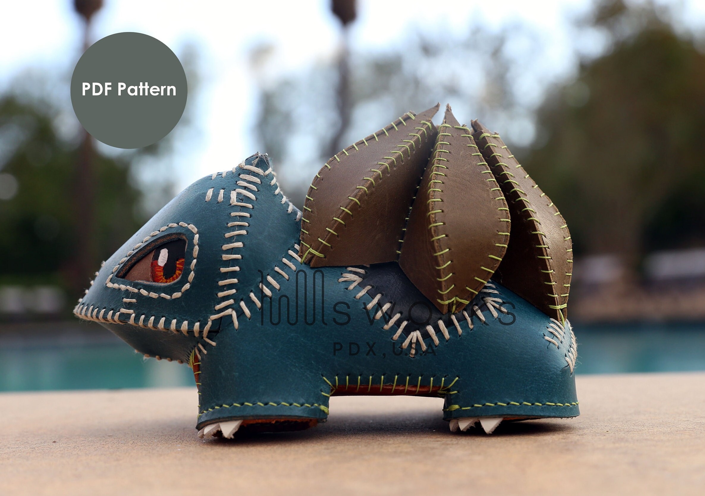 Handmade Leather Bulbasaur-pdf File-leather Craft PDF-PDF Template ...