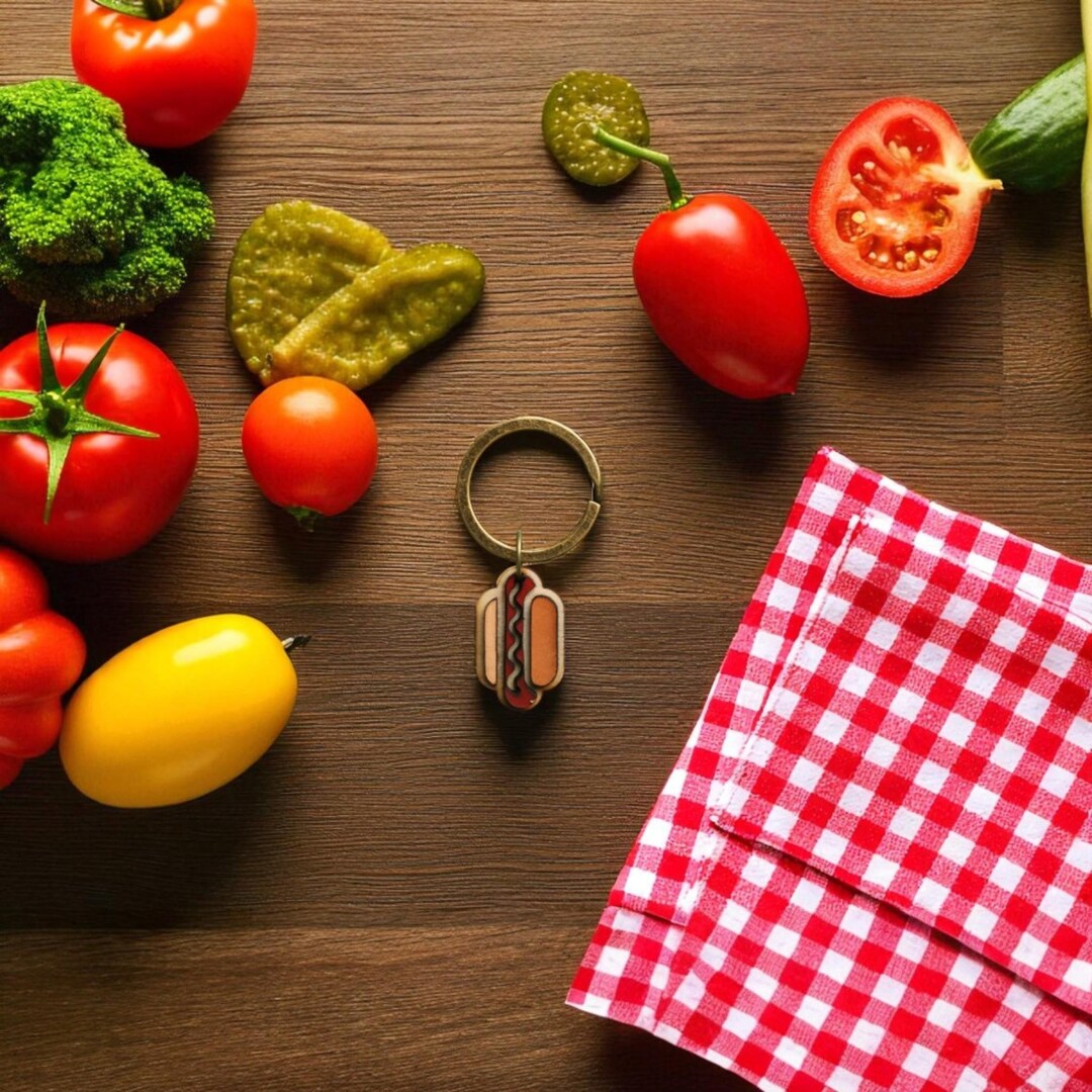Handmade Leather Hot Dog Keychain: 3D Foodie Charm - Etsy