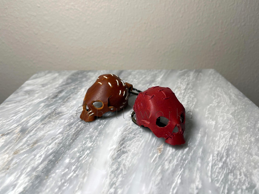 Handmade Leather Skull Keyring - Etsy