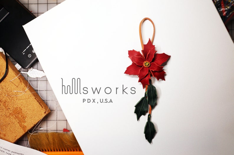 Leather Christmas Ornament Pattern-poinsettia-pdf File-ornament Craft ...