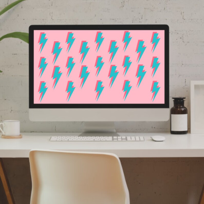 PREPPY 4 fondos de pantalla de rayo rosa y azul fondo de - Etsy México