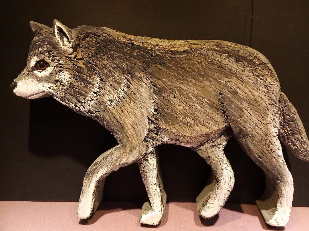 Hand Carved WOLF Statue or Wall Picture Figurine TIMBER WOLF - Etsy
