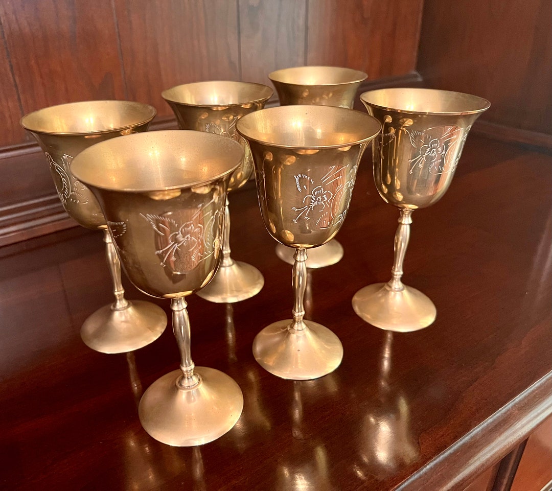 Set of 6 Vintage Brass Goblets - Etsy