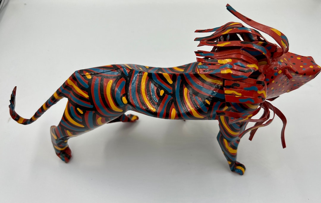 Vintage African Folk Art Lion Sculpture - Etsy