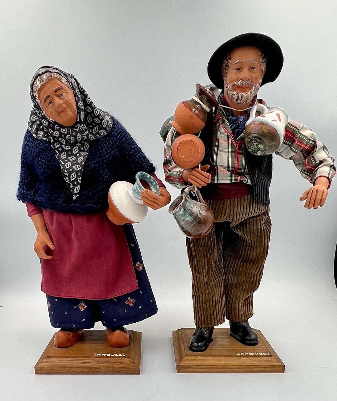 Vintage Authentic French Terracotta Santons, Old Couple With Pots - Etsy