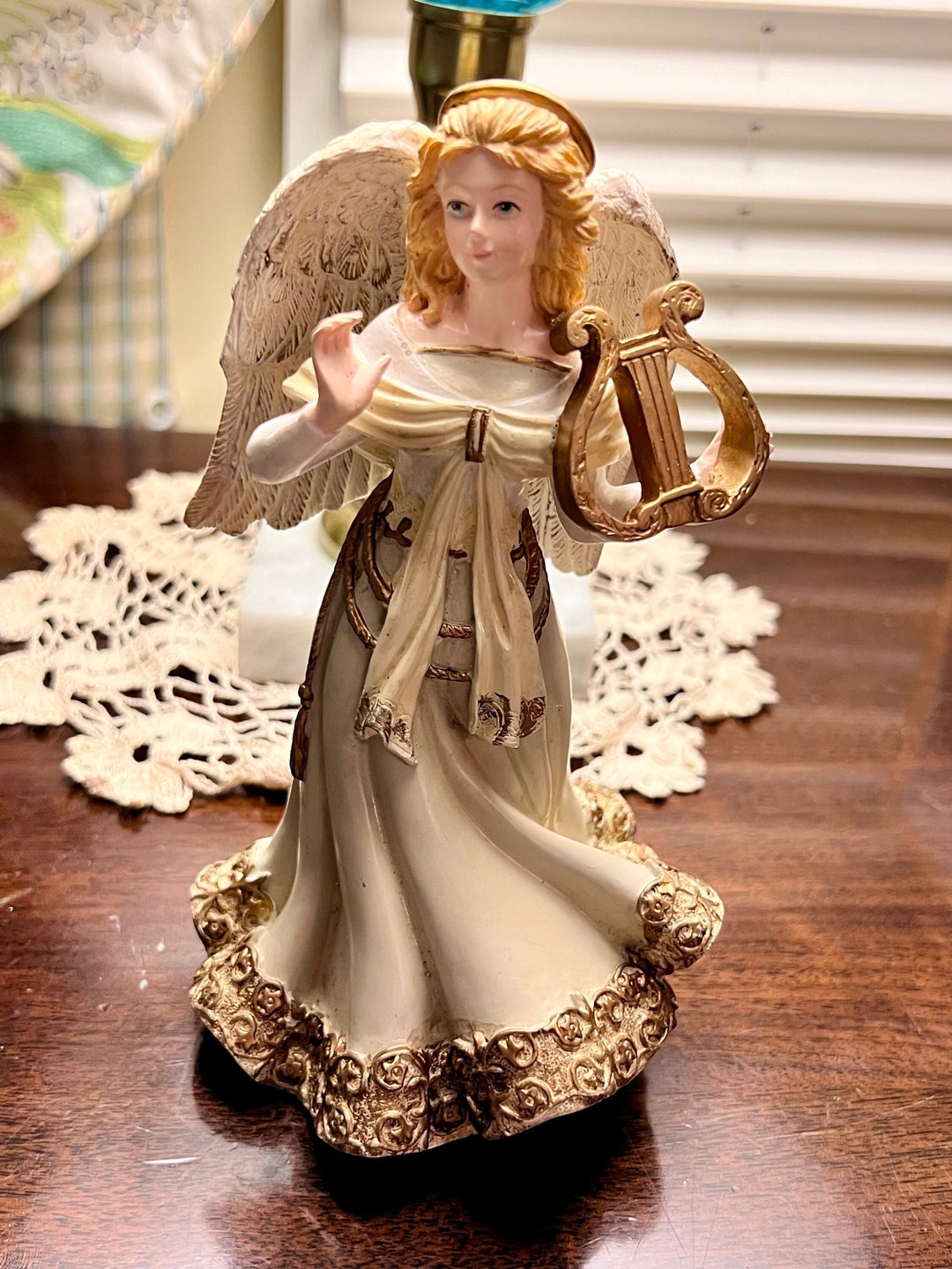 Vintage Angel With Harp Figurine by Midwest of Cannon Falls - Etsy
