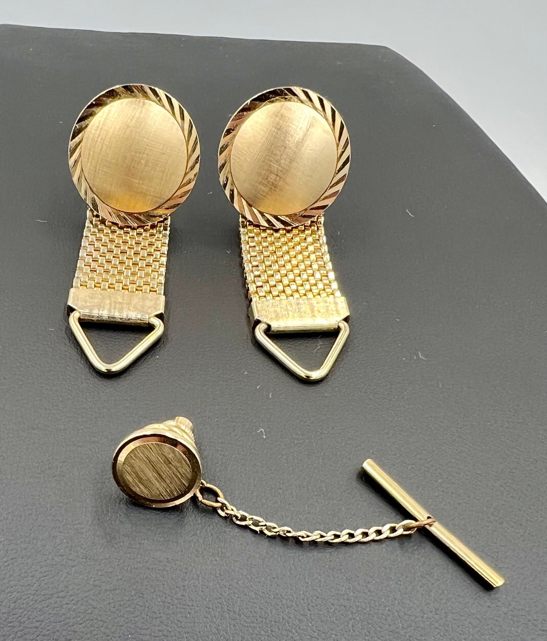 Vintage Swank Gold Toned Wrap Around Mesh Cufflinks and Tie Pin - Etsy