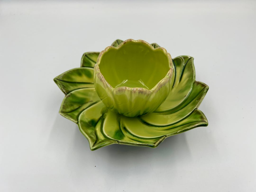 Vintage Lotus Flower Plate and Bowl - Etsy