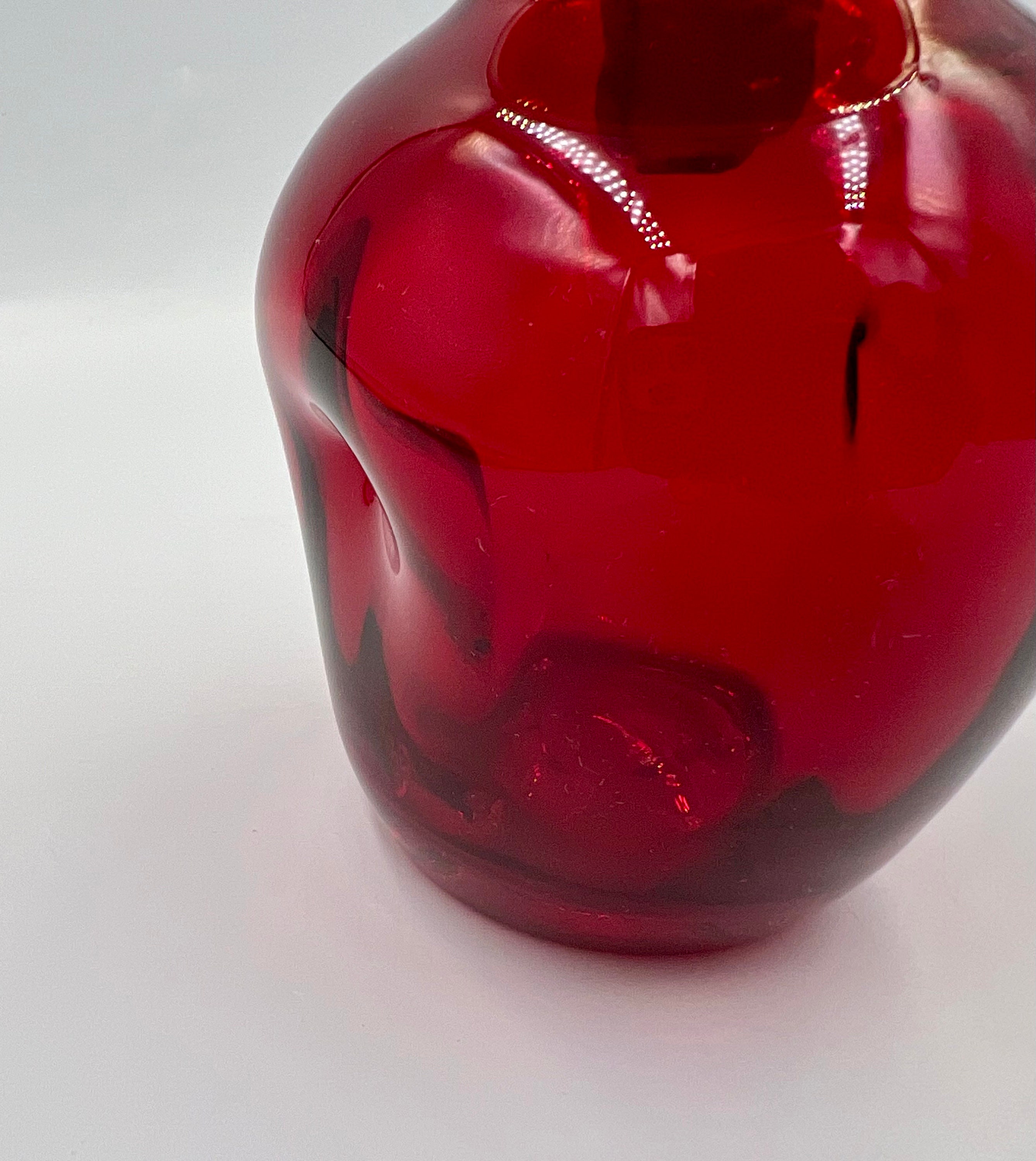 Vintage Red Glass Bottle With Stopper - Etsy
