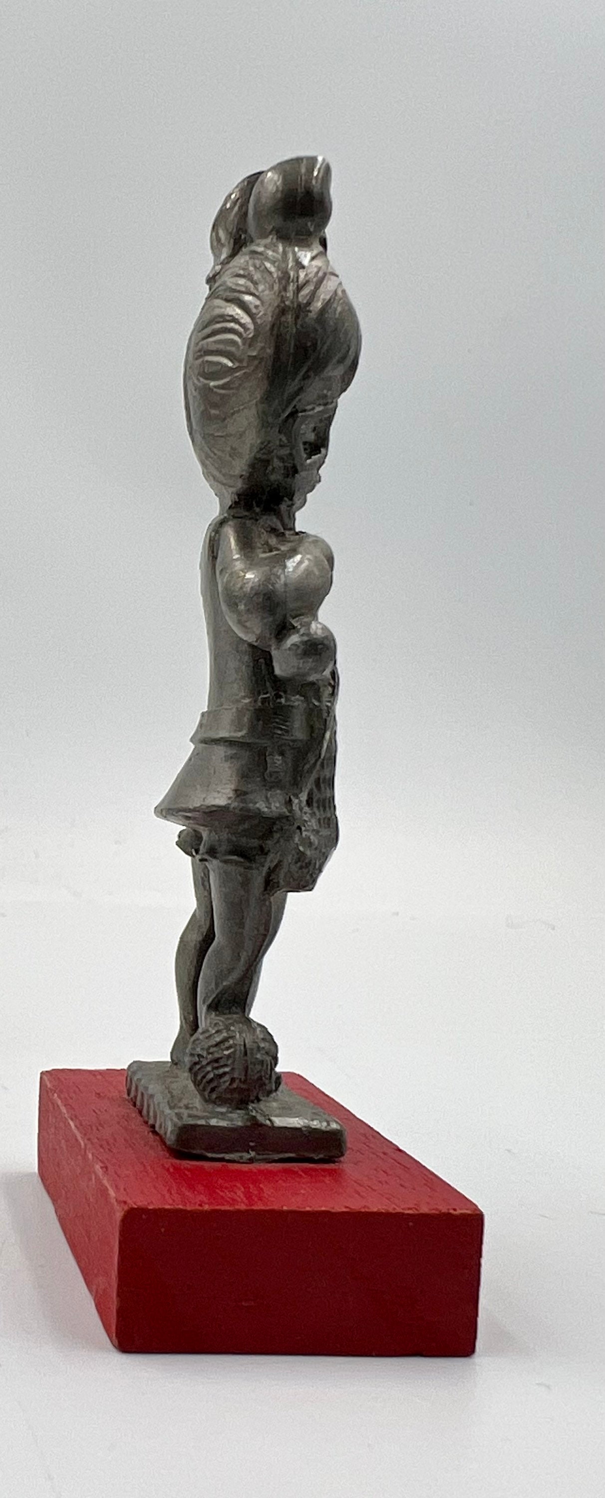 Vintage Pewter Statue Girl Knitting - Etsy
