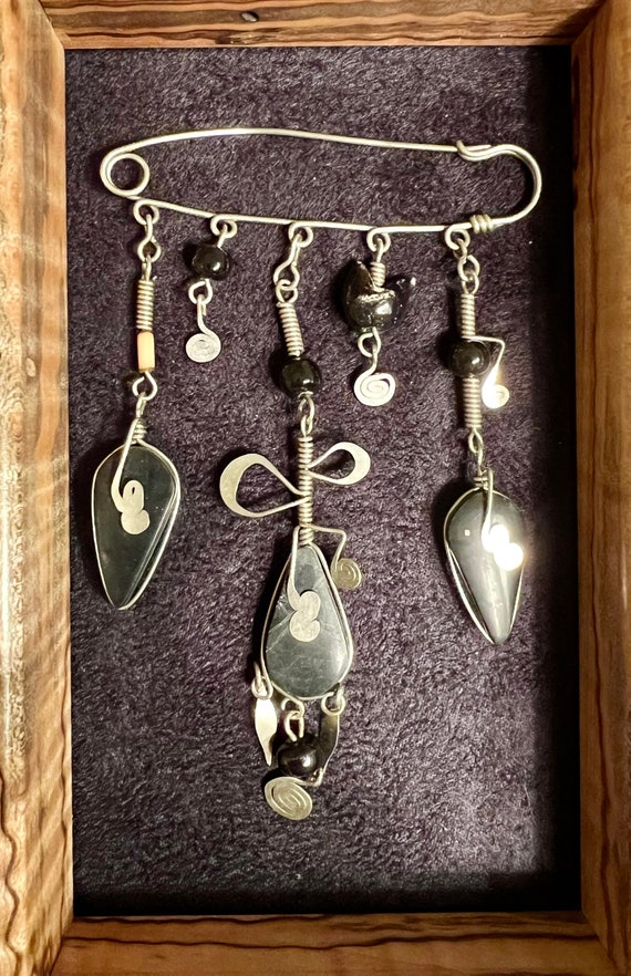 Vintage modernist silver brooch - Gem