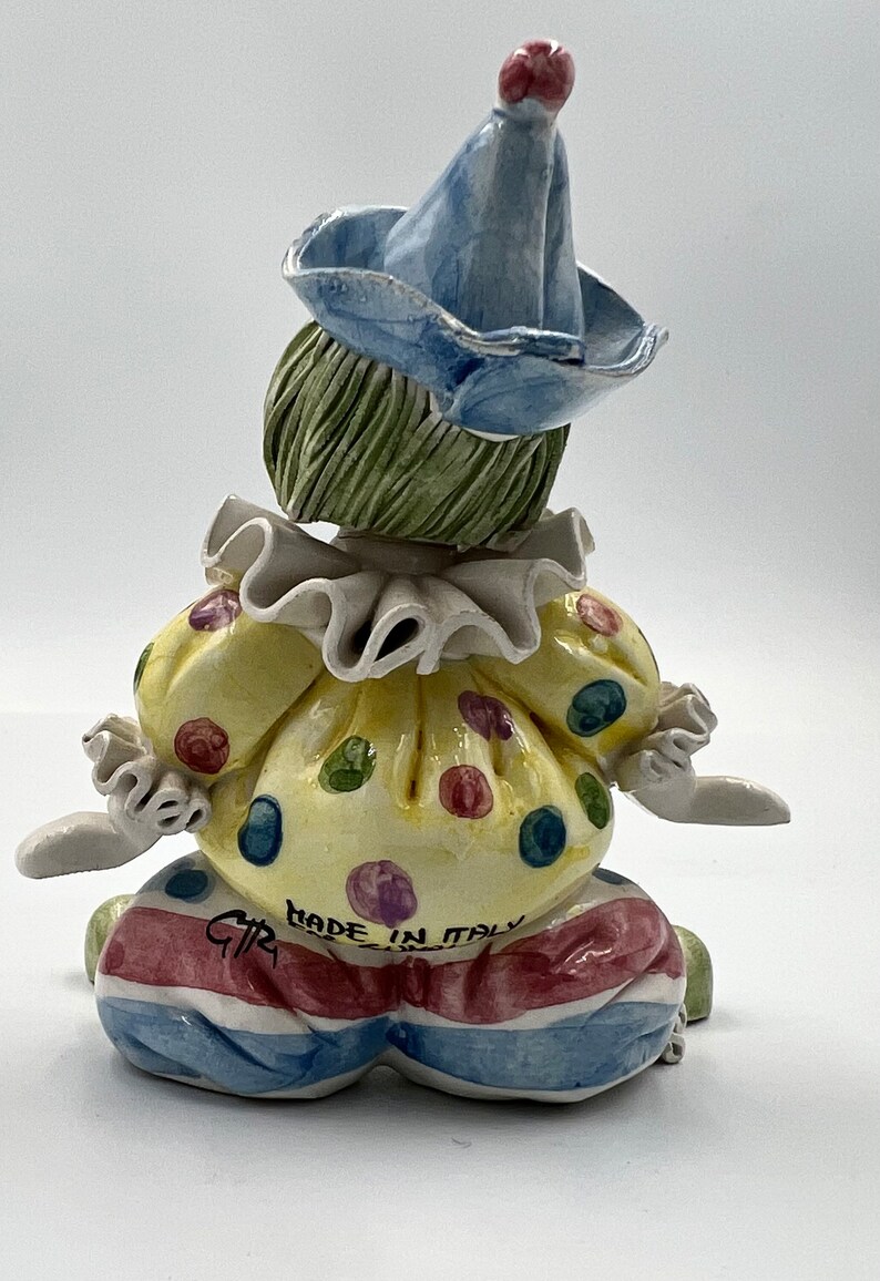 Vintage Porcelain Spaghetti Hair Clown With Drum Figurine Made in Italy ...
