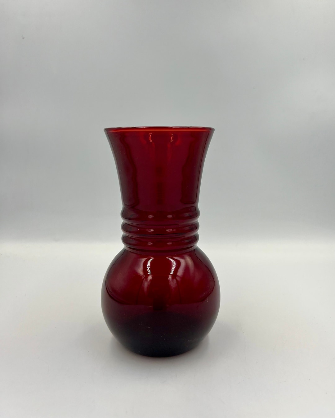 Vintage Anchor Hocking Ruby Red Glass Vase - Etsy