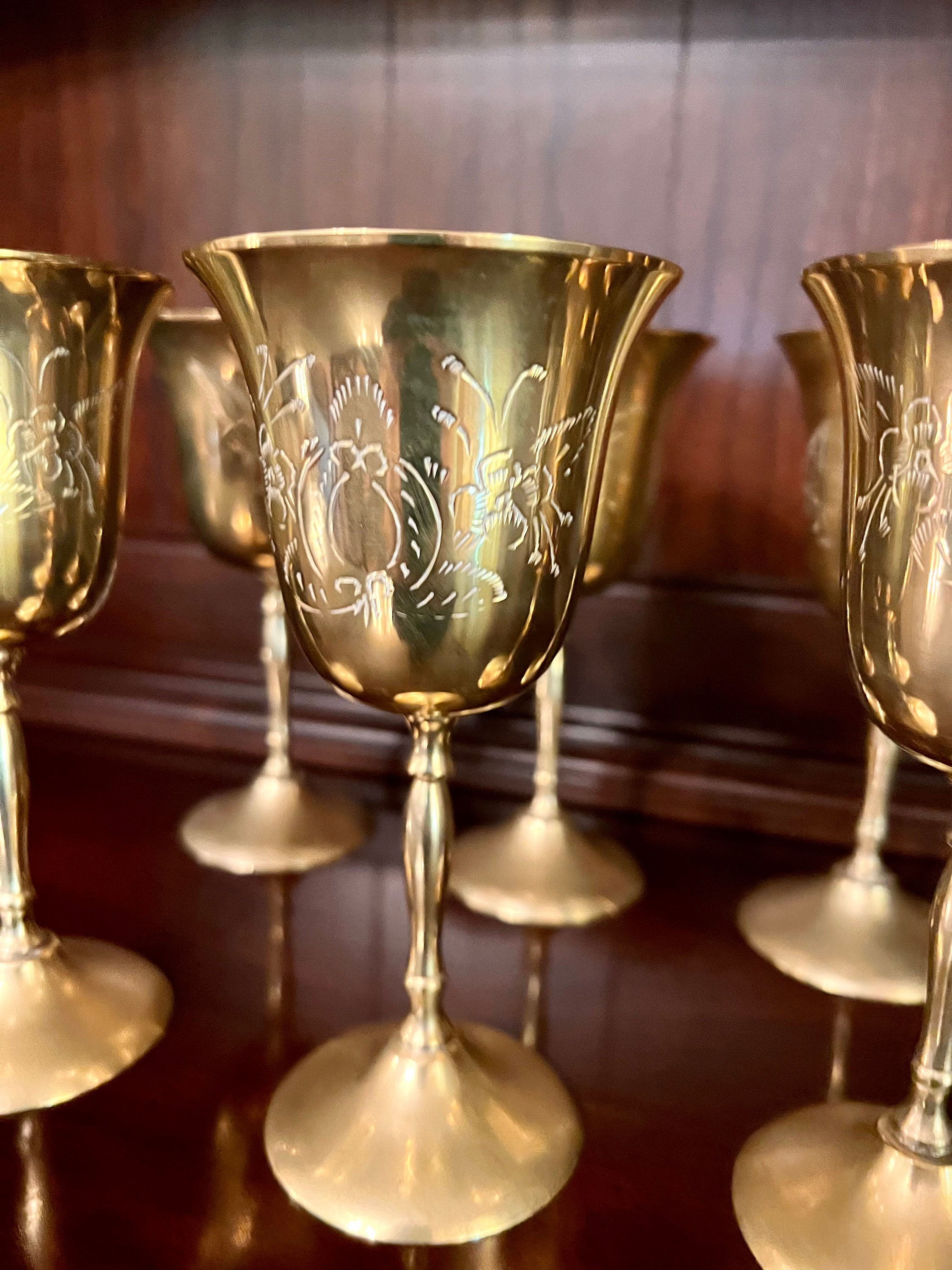 Set of 6 Vintage Brass Goblets - Etsy
